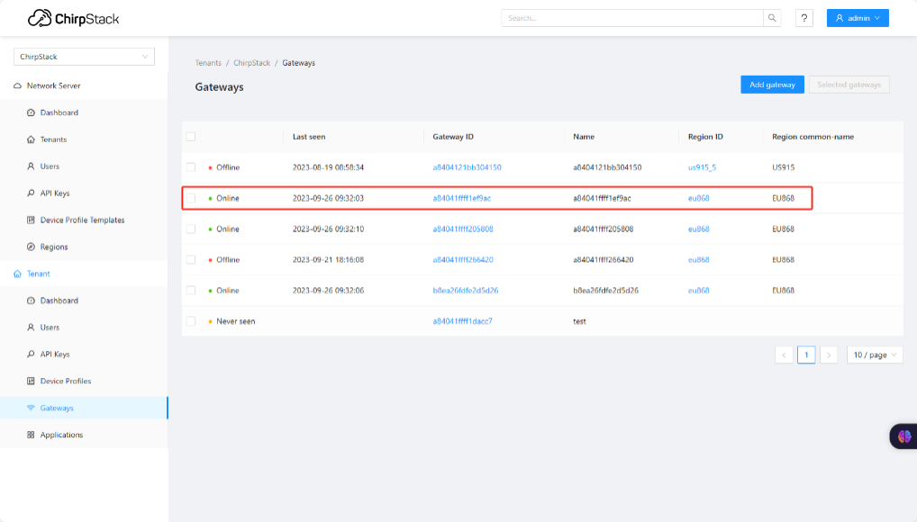 How to register gateways and nodes in chirpstack(lns1) - ThingsEye Wiki